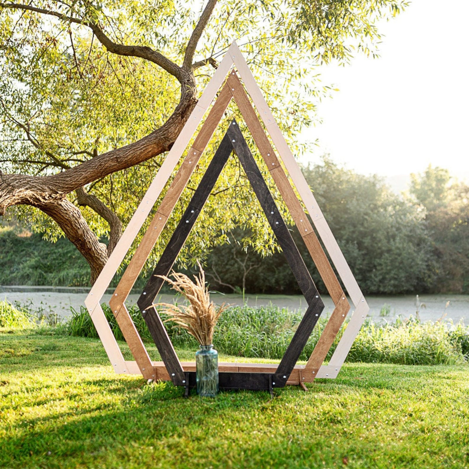 Diamond Shaped Wedding Arch Set: Alder Wood Arbor Decor - Etsy