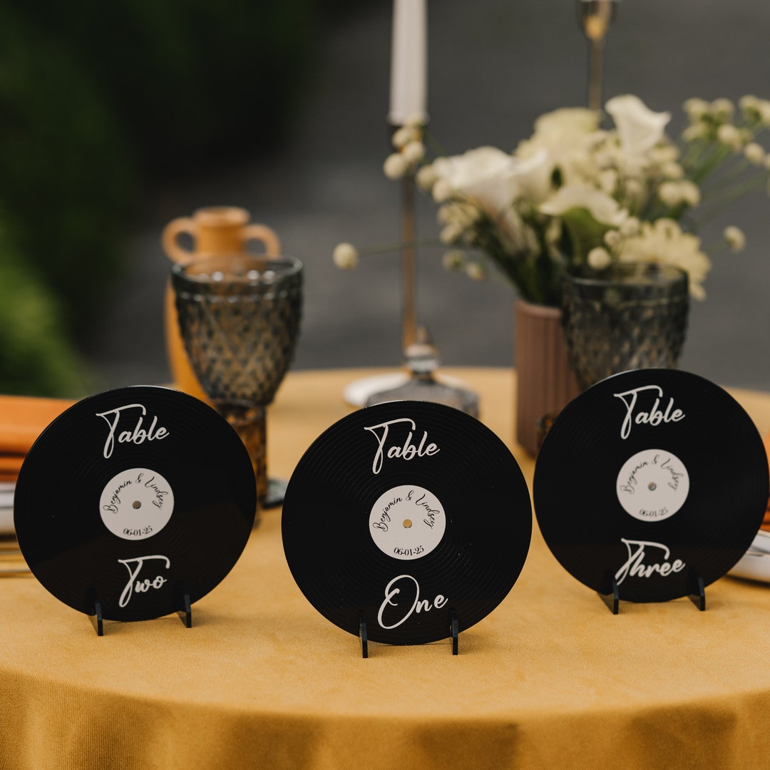 Vinyl Record Wedding Table Numbers and Seating Chart Decorations, Retro ...
