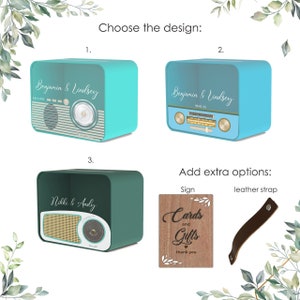 Retro Radio Card Box: Blue Wedding Money Box With Leather Strap - Etsy