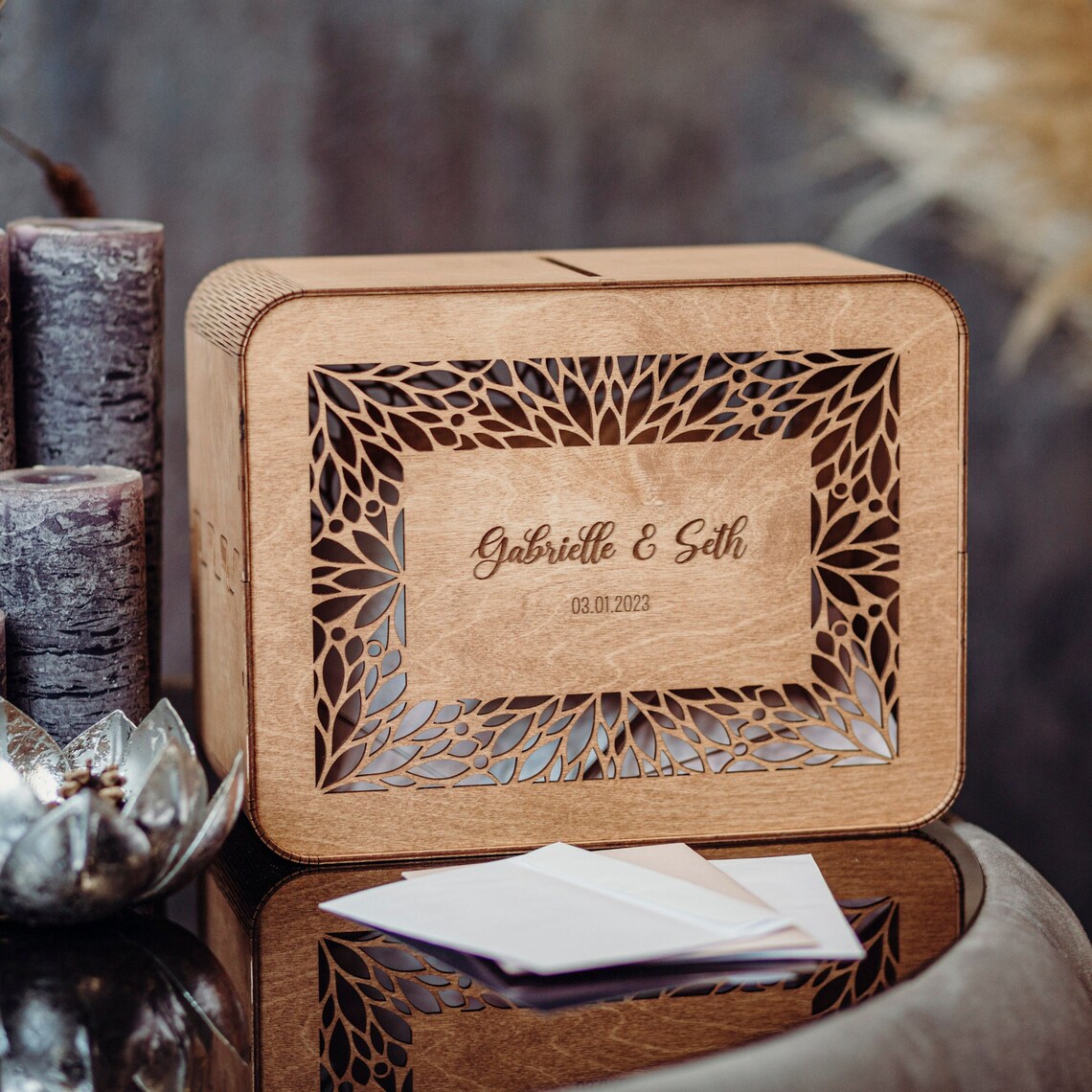 Wedding Card Box With Slot Wooden Wedding Gift Card Box - Etsy
