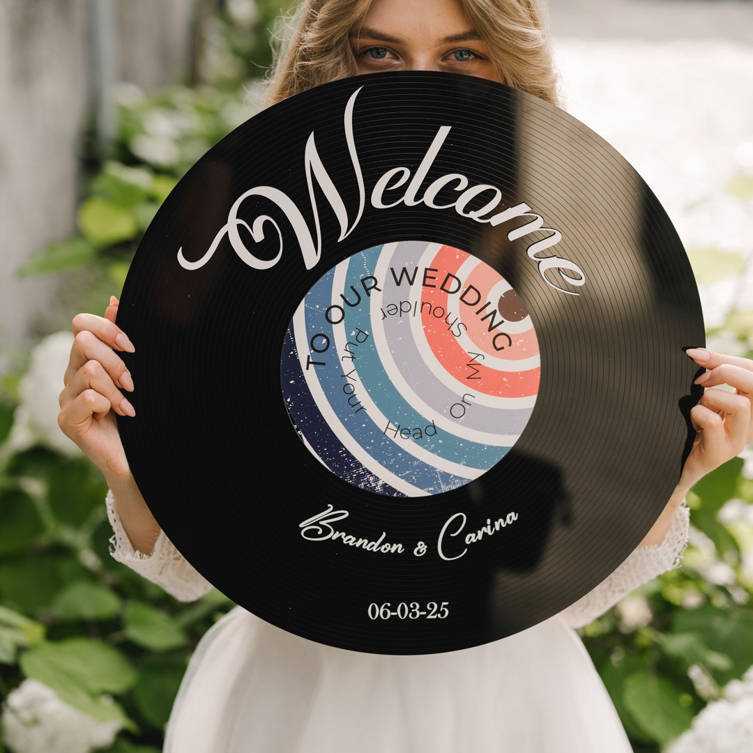 Retro Wedding Welcome Sign, Vinyl Record Imitation Welcome Sign for ...