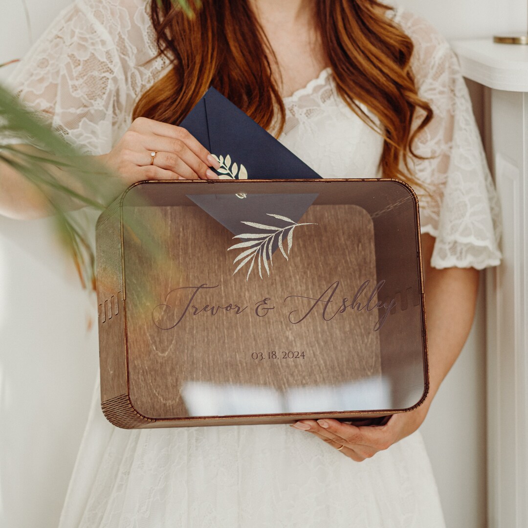 Personalized Wedding Card Box With Acrylic Glass: Wooden Cards & Gifts ...
