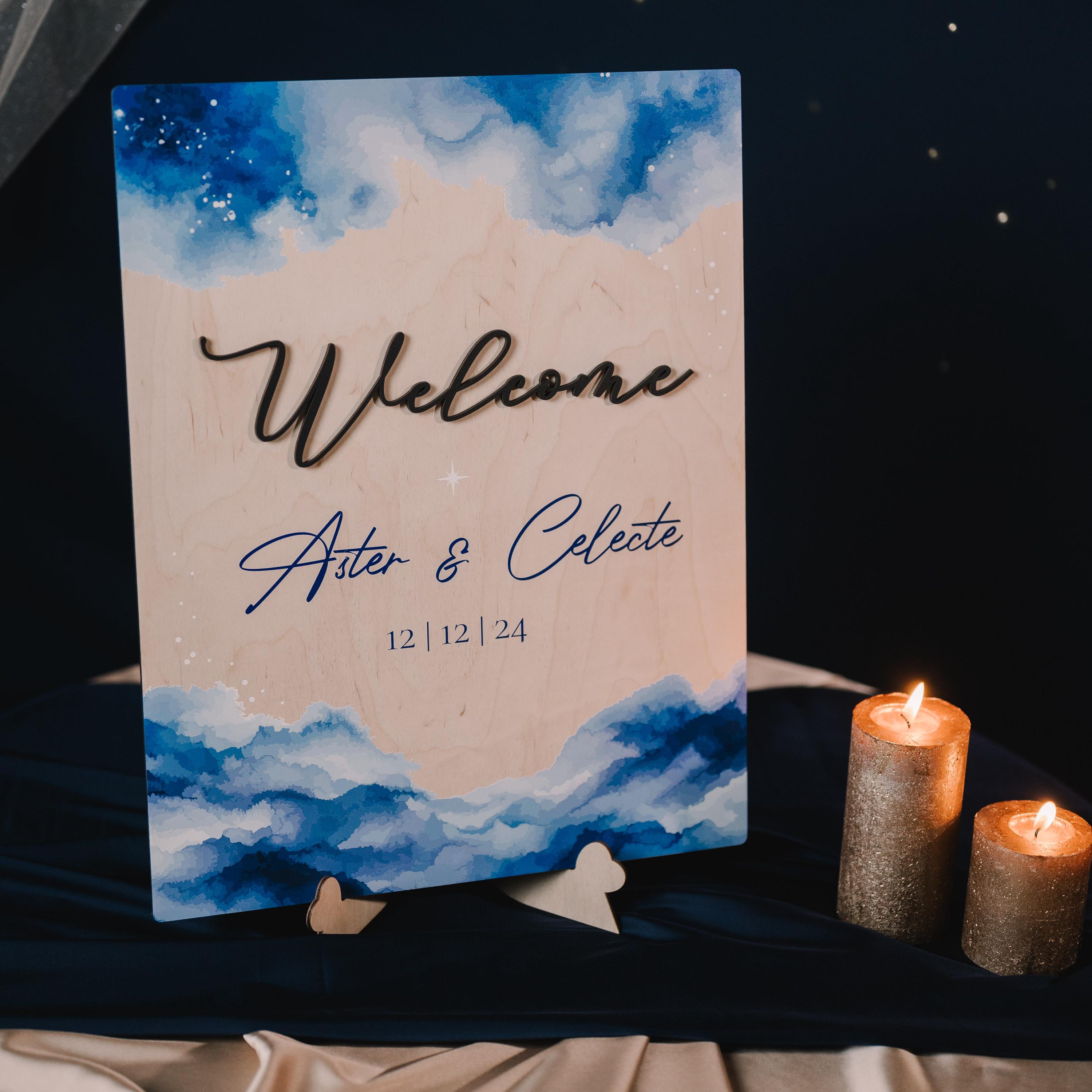 Celestial Wedding Welcome Sign: Starry Night, Custom Acrylic or Wood - Etsy