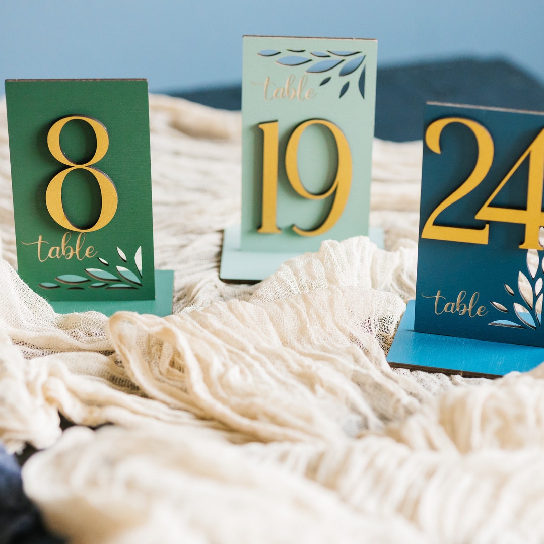 Wooden Wedding Table Numbers: Floral Rustic Centerpiece Decoration - Etsy