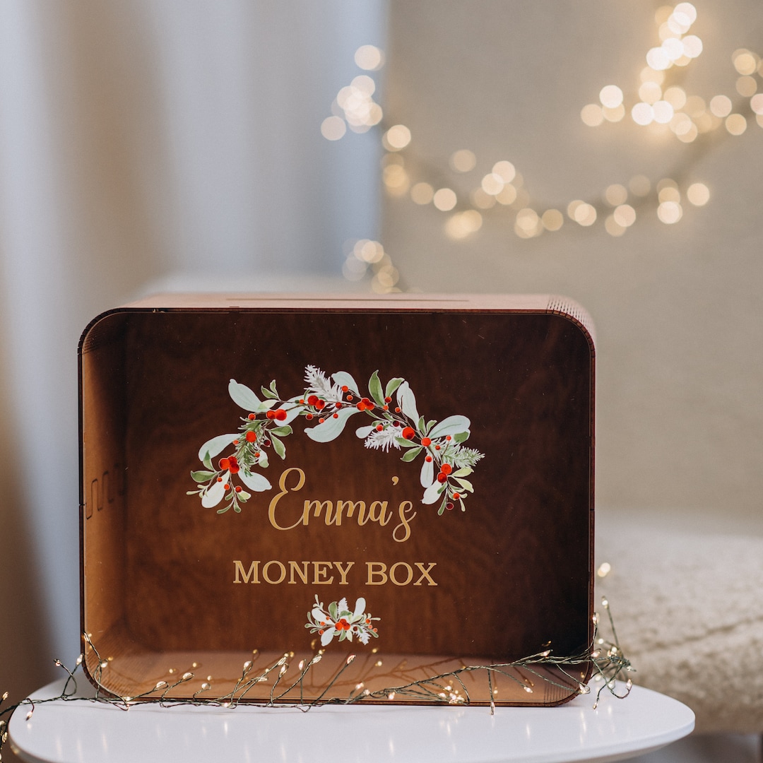 Personalized Christmas Wedding Card Box: Winter Holiday Money Box - Etsy