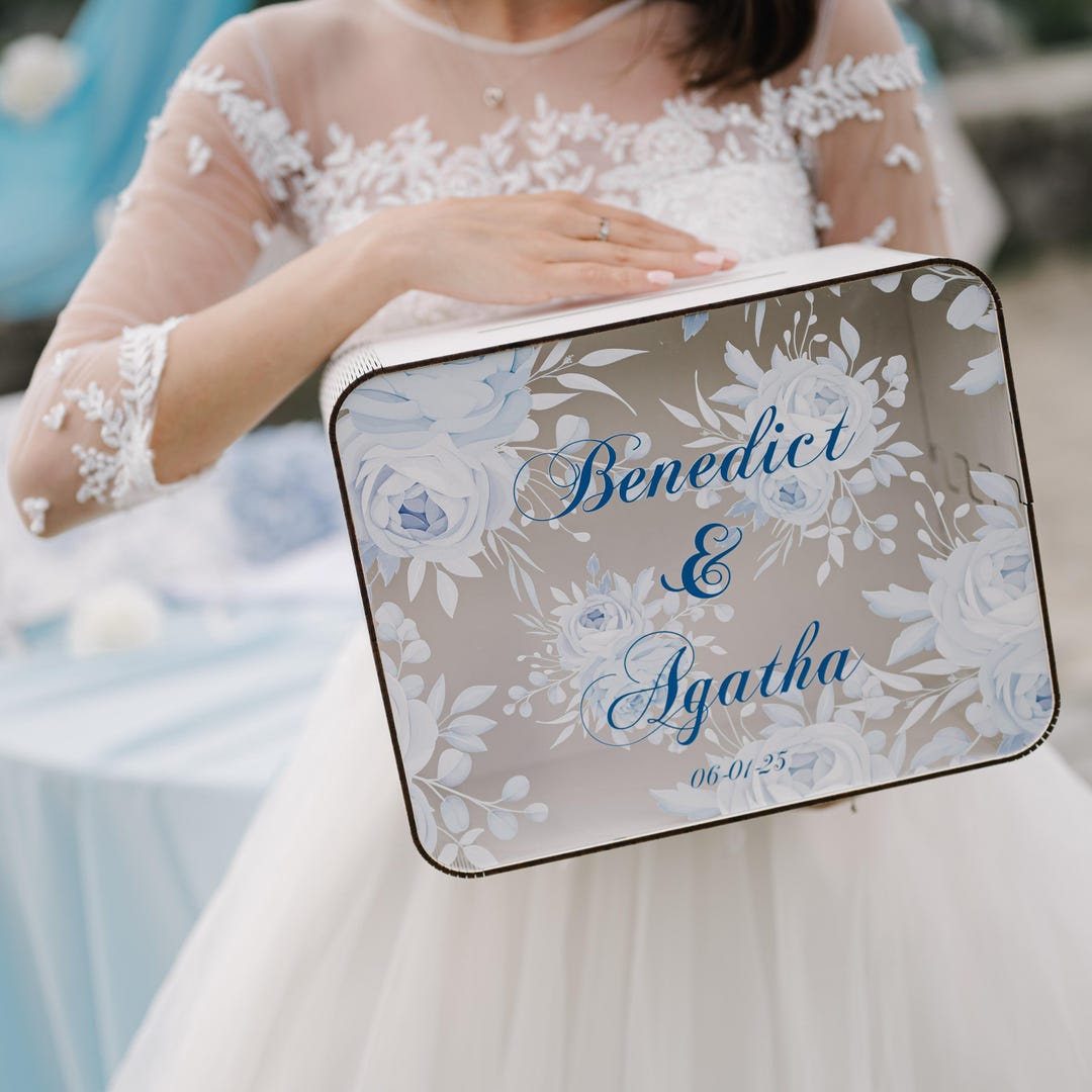 Floral Wedding Card Box: Blue & White Regency Style - Etsy