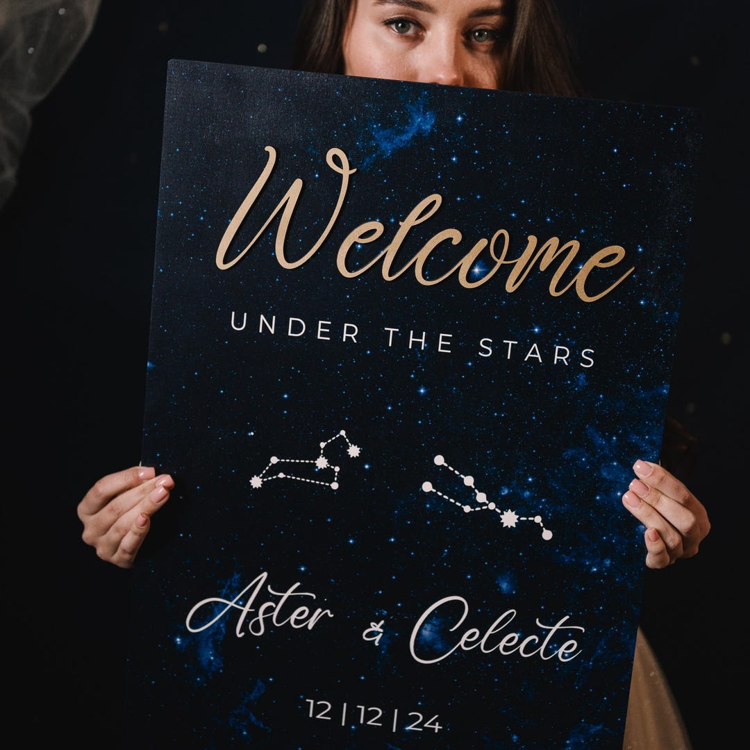 Celestial Wedding Welcome Sign: Starry Night, Custom Acrylic or Wood - Etsy