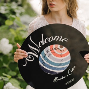 Wedding Welcome Sign Retro-themed, Vinyl Record Welcome Wedding Sign ...