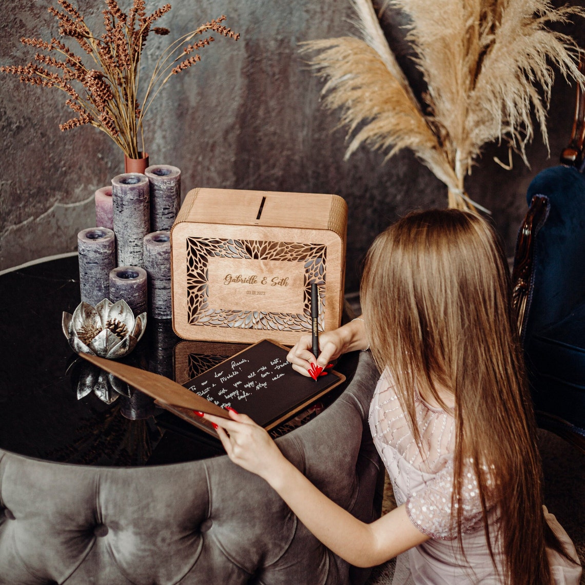 Wedding Card Box With Slot Wooden Wedding Gift Card Box - Etsy