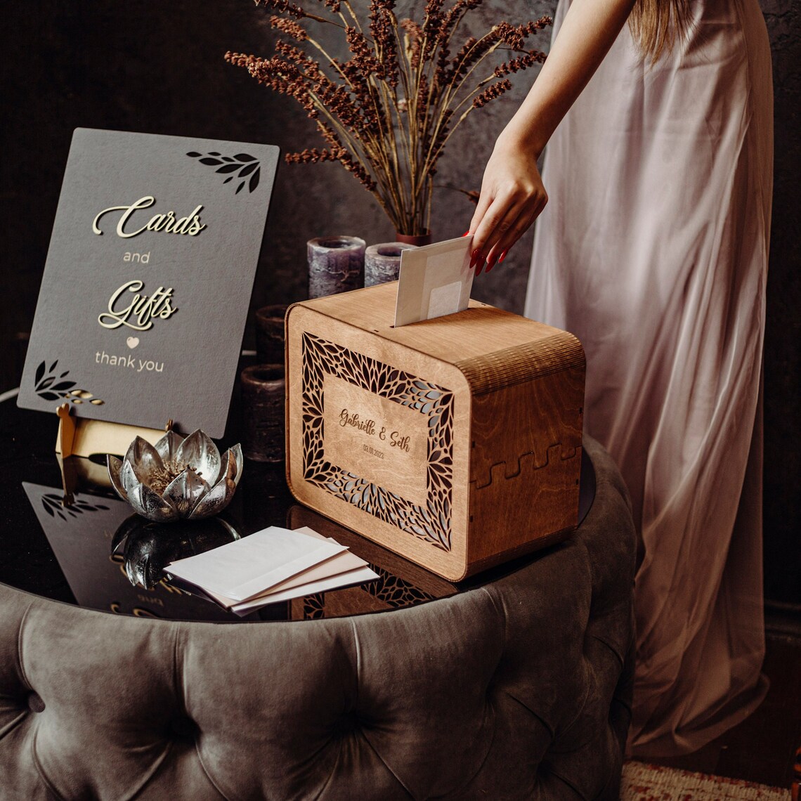 Wedding Card Box With Slot Wooden Wedding Gift Card Box - Etsy