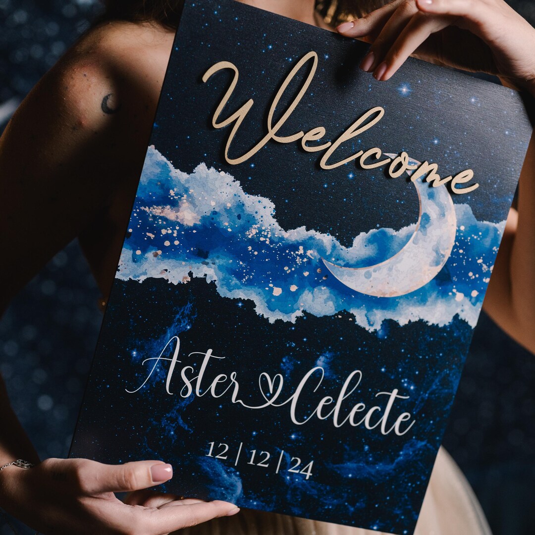 Celestial Wedding Welcome Sign: Starry Night, Moon & Stars Decor - Etsy