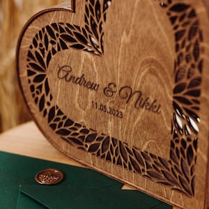 Personalized Heart Wedding Card Box: Rustic Wooden Gift - Etsy