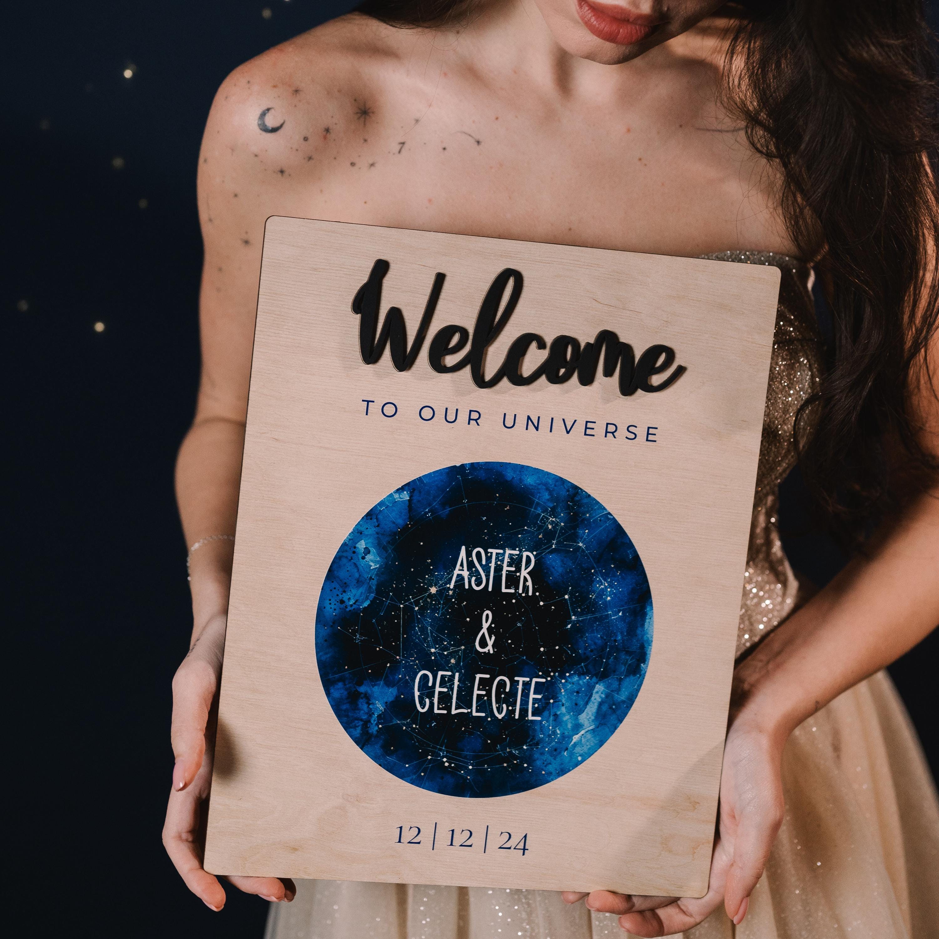 Celestial Wedding Welcome Sign: Starry Night, Custom Acrylic or Wood - Etsy