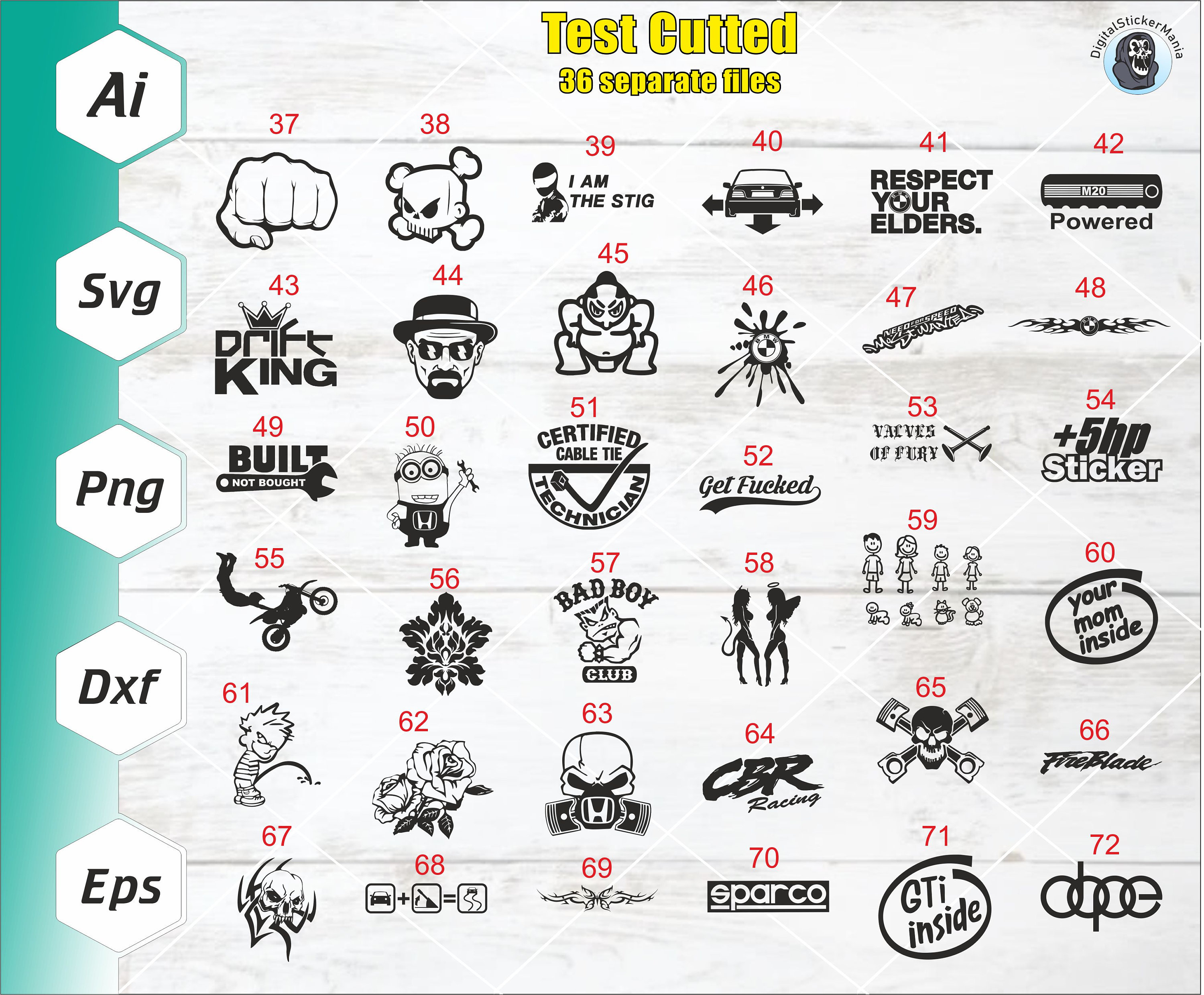 Sticker Bundle Svg Car Sticker Svg Car Decal Svg Bumper - Etsy