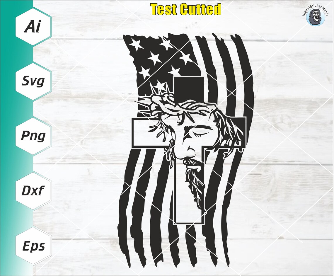 American Flag With Jesus SVG Christian USA Flag PNG Crucifix - Etsy
