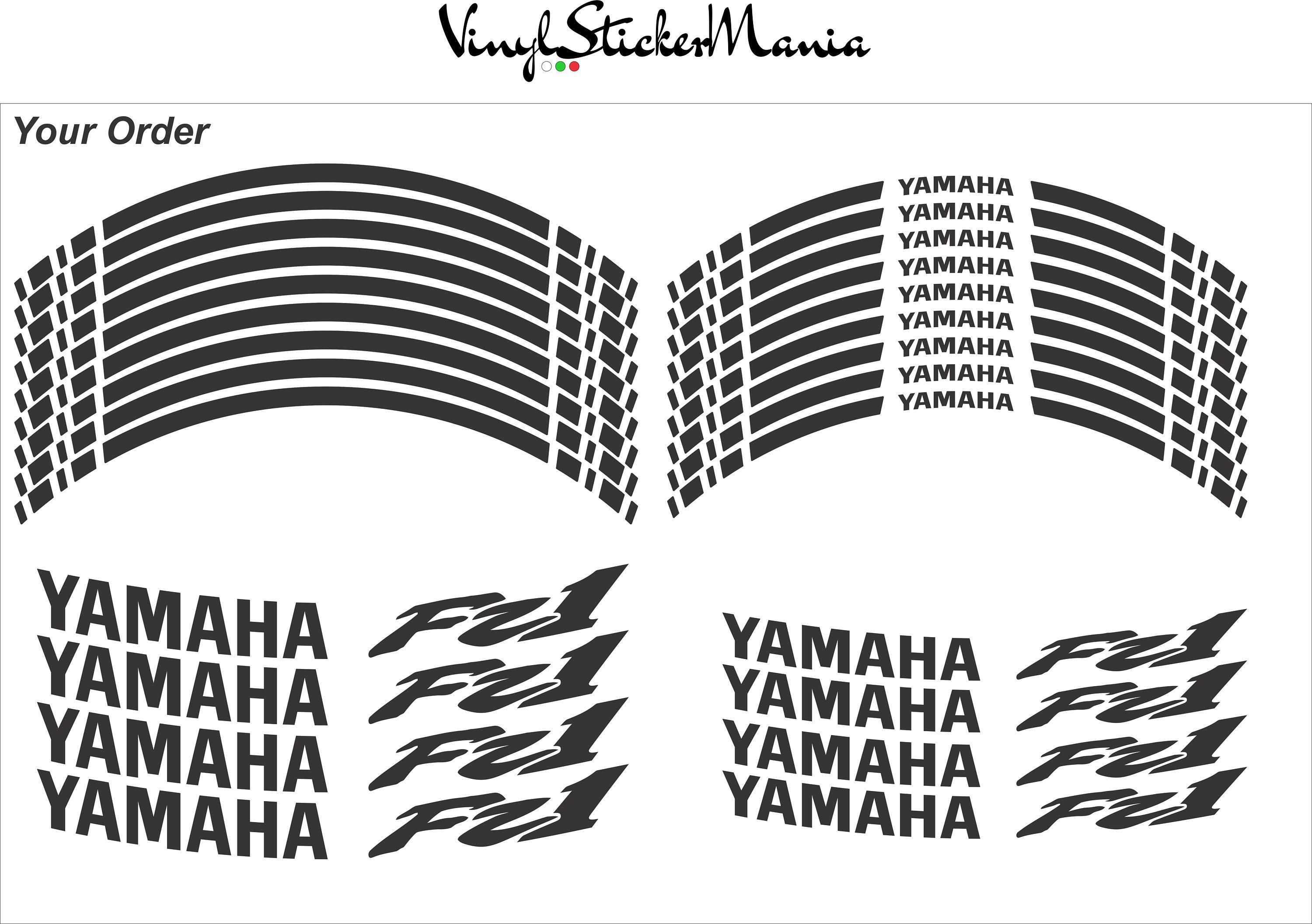 Yamaha FZ1 wheel decals tape stickers 17 rim stripes kit | Etsy