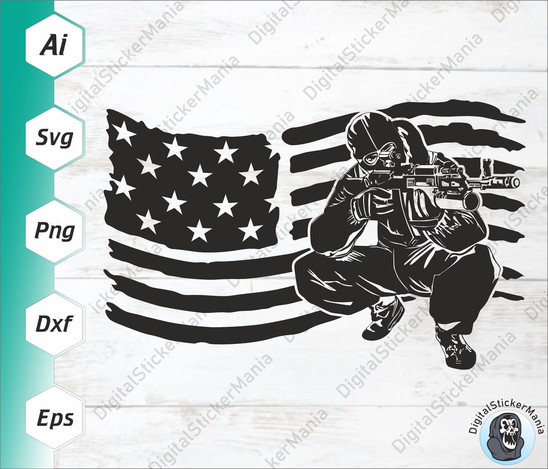 American Soldier With Flag Svg, USA Special Forces Svg, USA Flag With ...