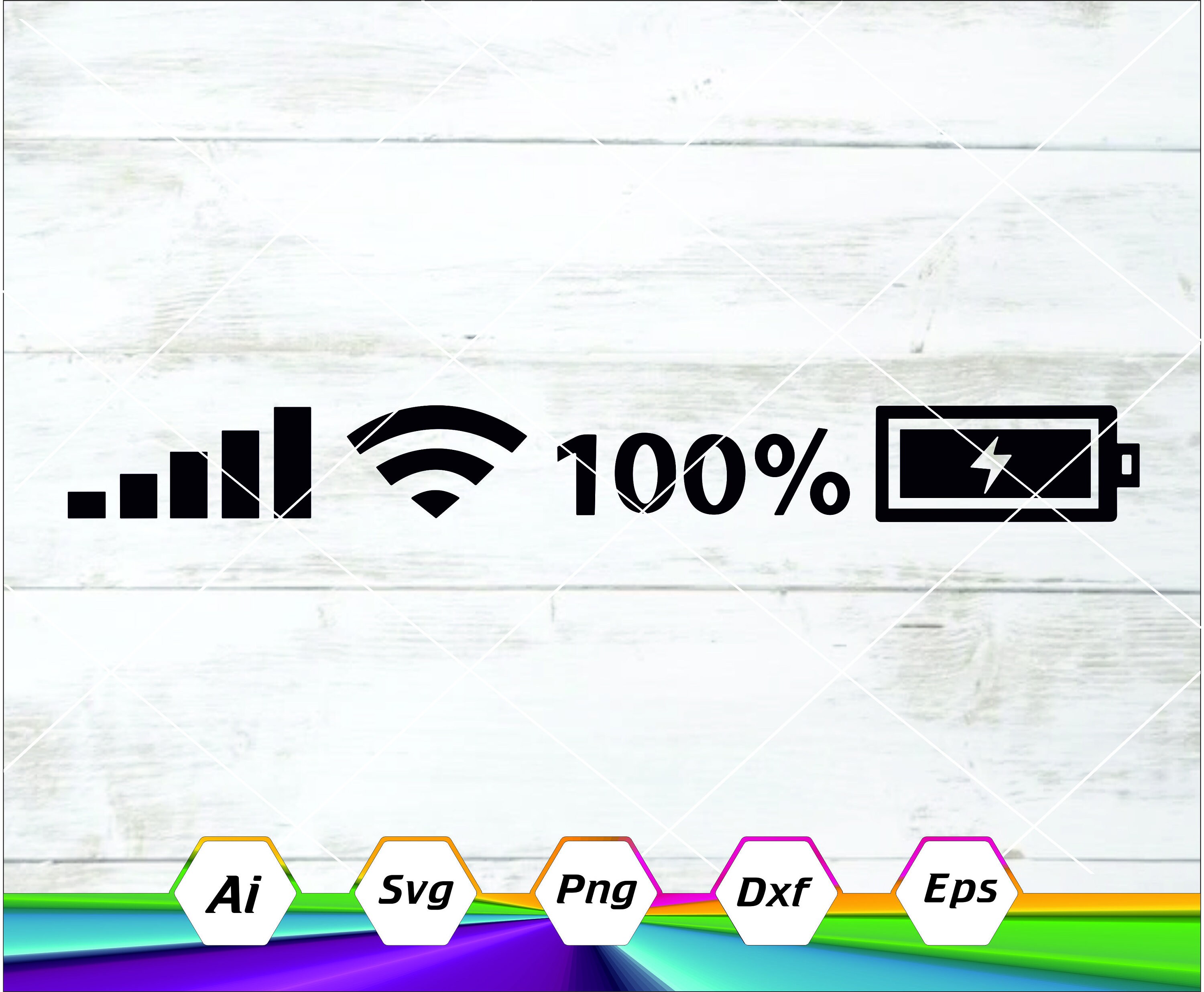 Phone Icons Svg Wifi Svg Signal Strenght Svg Battery Level - Etsy