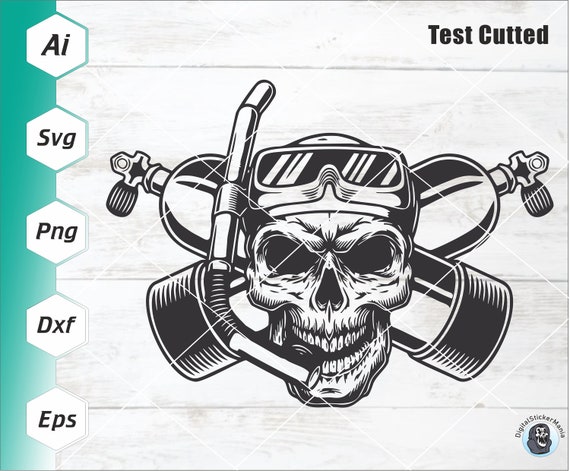 Diver Skull Svg Scuba Diving Skeleton Dive Gear Skeleton - Etsy