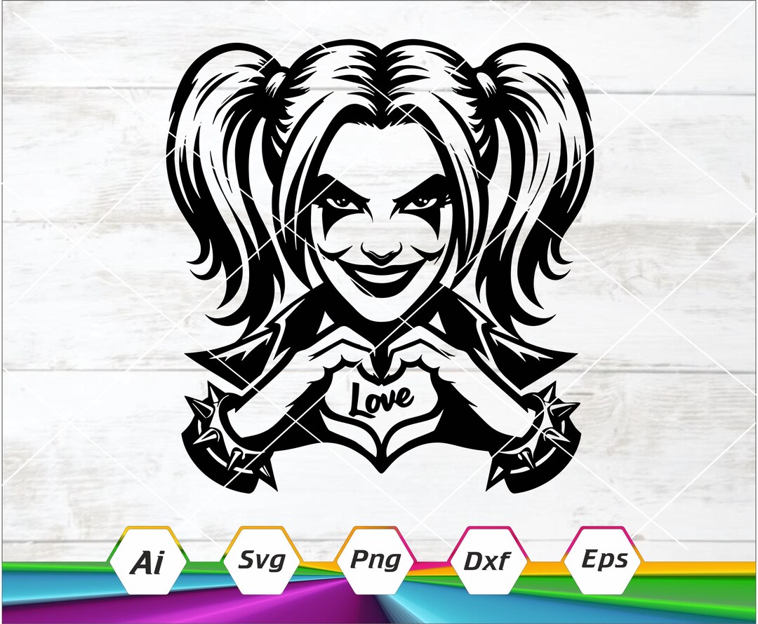 Harli Queen Svg, Love Sign Svg, Joker Png, Evil Laught, HAHAHA Svg ...