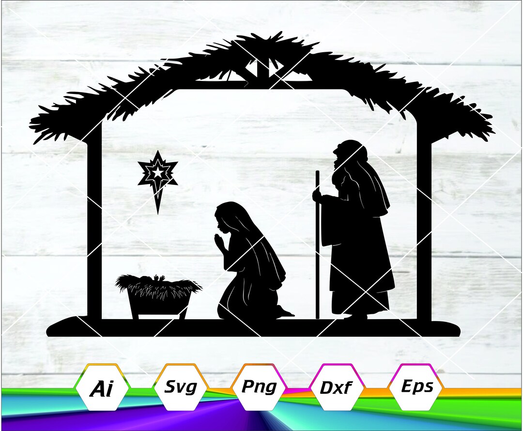 Mary and Joseph Svg Nativity Svg Jesus Birth Silhouette Svg - Etsy ...