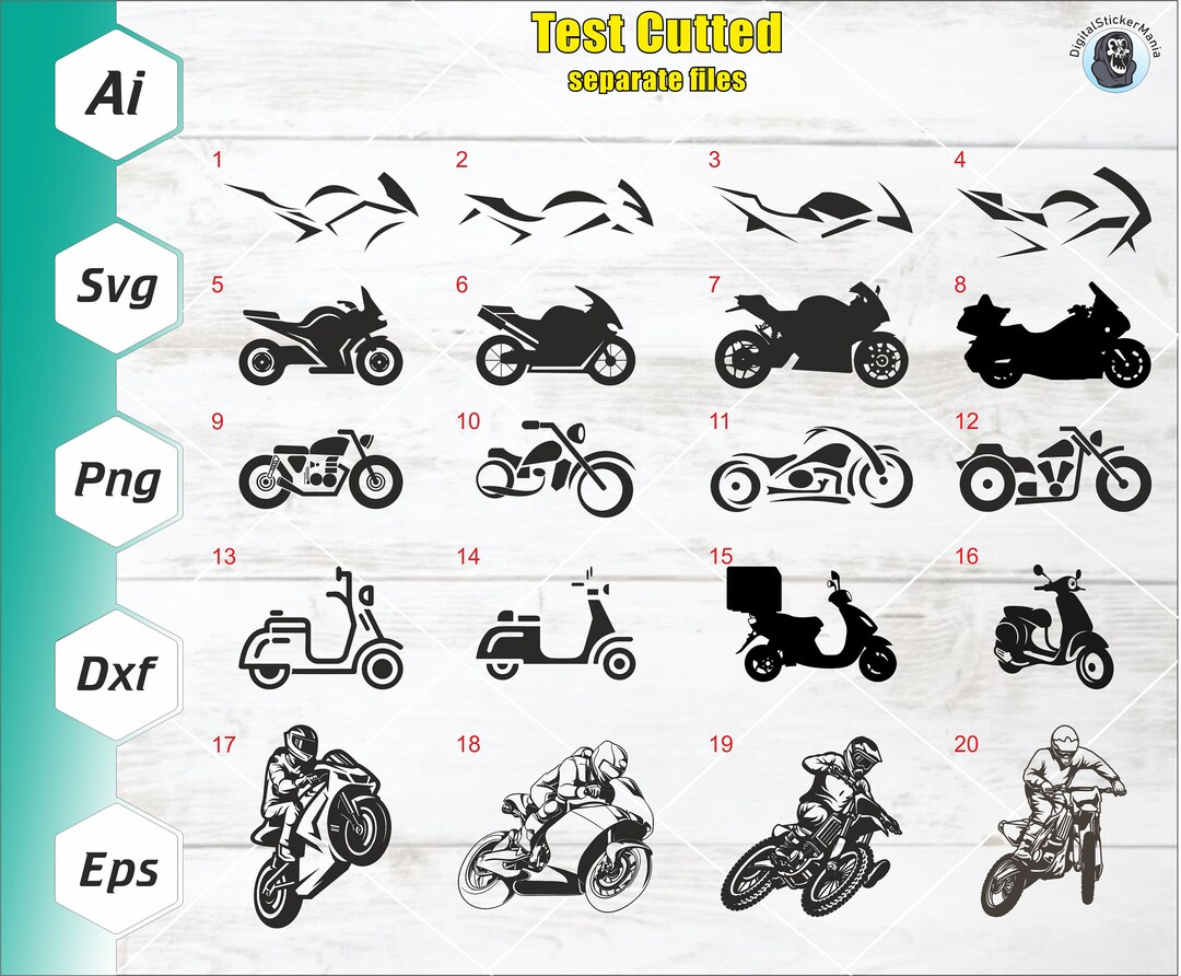Motorcycle Bundle Svg, Motorbike Pack Svg, Motorcyclist Set Svg, Biker ...