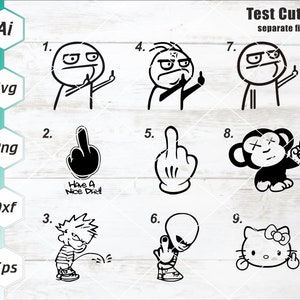 Middle Finger Sticker Decal Svg, Flip off Bundle Pack, the Finger Stick ...