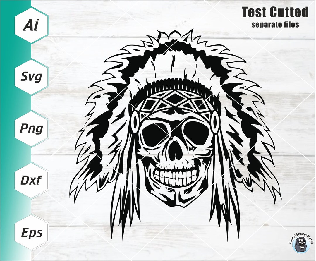 Indian Skull, Chief Svg, Native American, Sachem Skull, Tribal ...