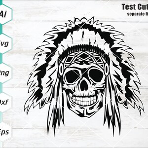 American Indian Chief Skull Svg, Native American Chieftain Svg, Sachem ...