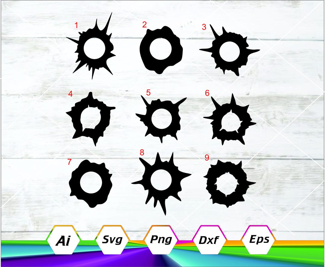 Bullet Holes Bundle, Gun Holes Svg, Car Stickers Svg, Cricut Cut File ...