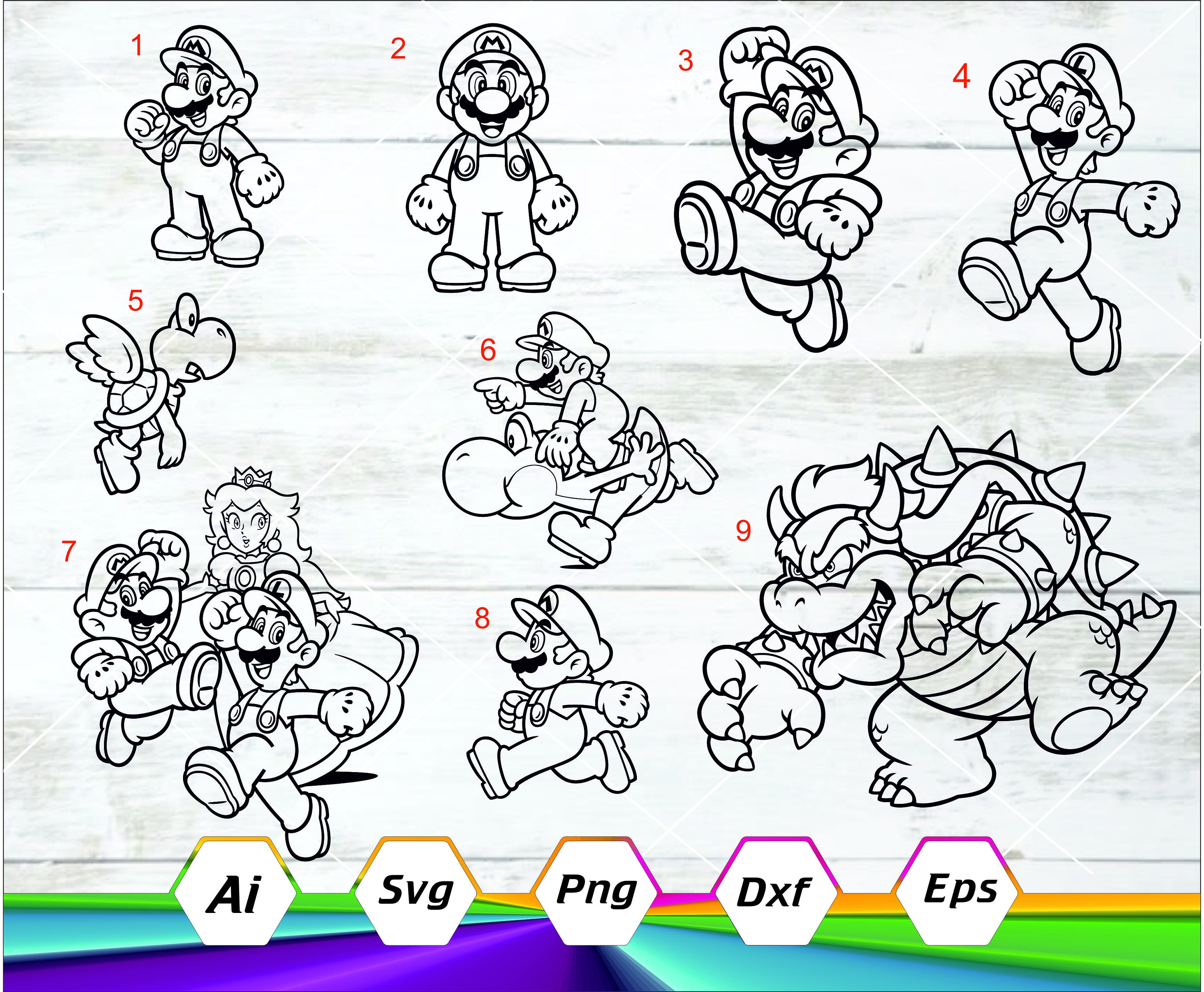 Mario-und Yoshi Schablonen Mario Yoshi Dxf Etsy.de