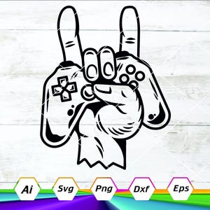 Gamer Svg, Gamer Hand Svg, Rock Sign Svg, Hand Grasping Game Controller ...