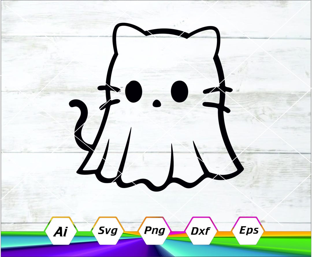Cute Ghost Cat Svg, Ghost Kitten Svg, Halloween Cat, Spooky Cat, Scary ...