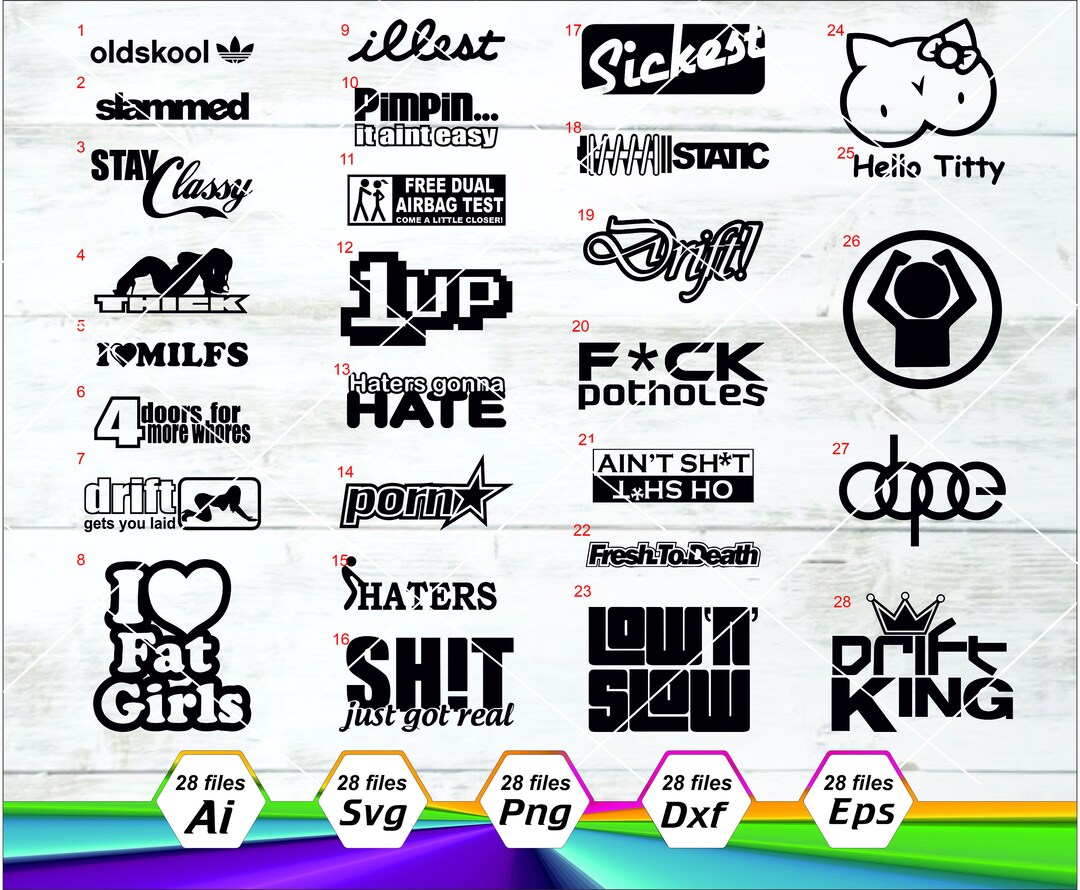 Sticker Bundle Svg, Car Sticker Svg, Car Decal Svg, Bumper Sticker Svg ...