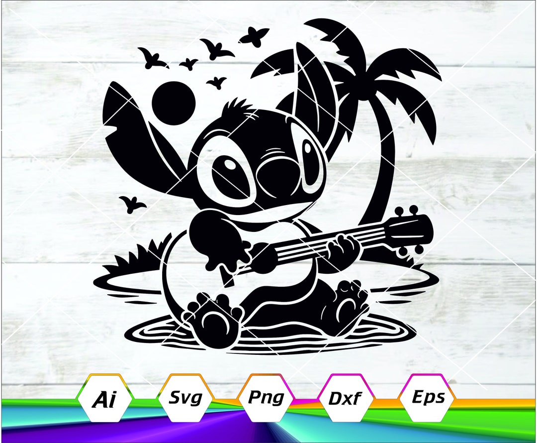 Stitch Svg, Family Ohana Svg, Stitch on the Beach, Stitch Playing ...
