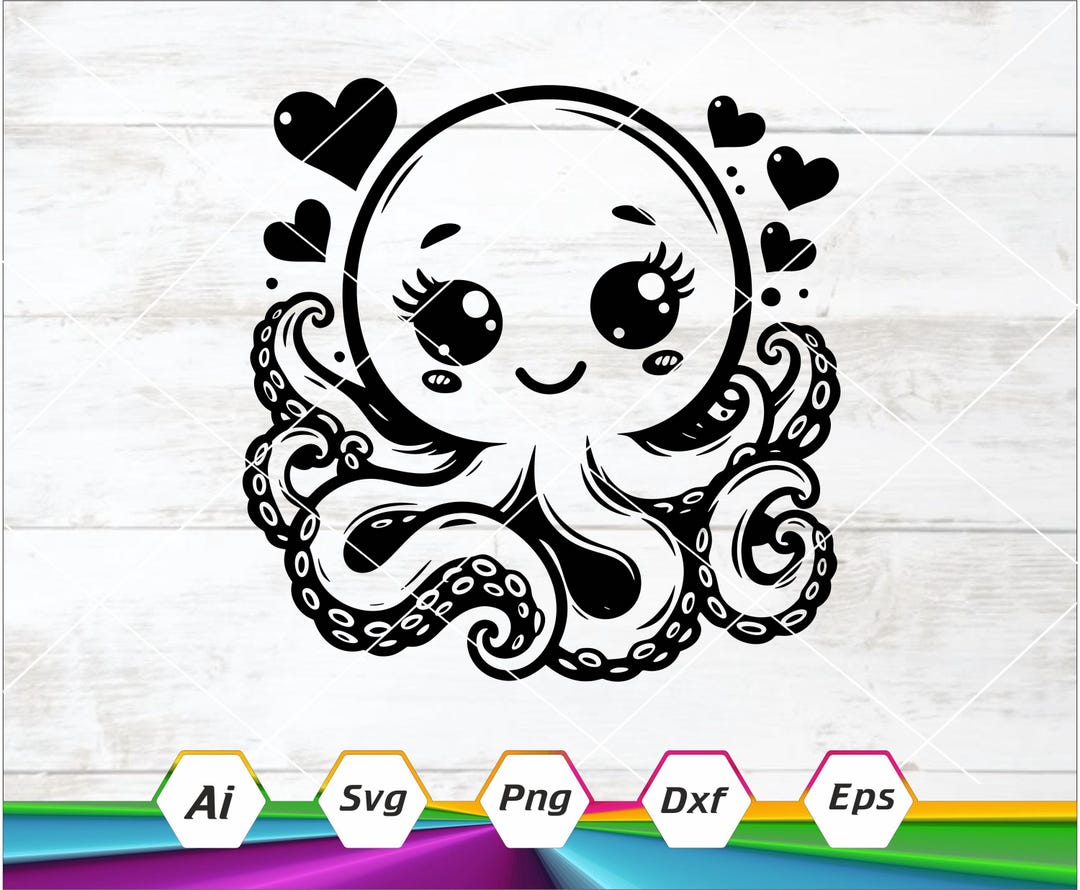 Octopus Svg, Cute Love Octopus Svg, Sea Life Svg, Under Water Life Svg ...