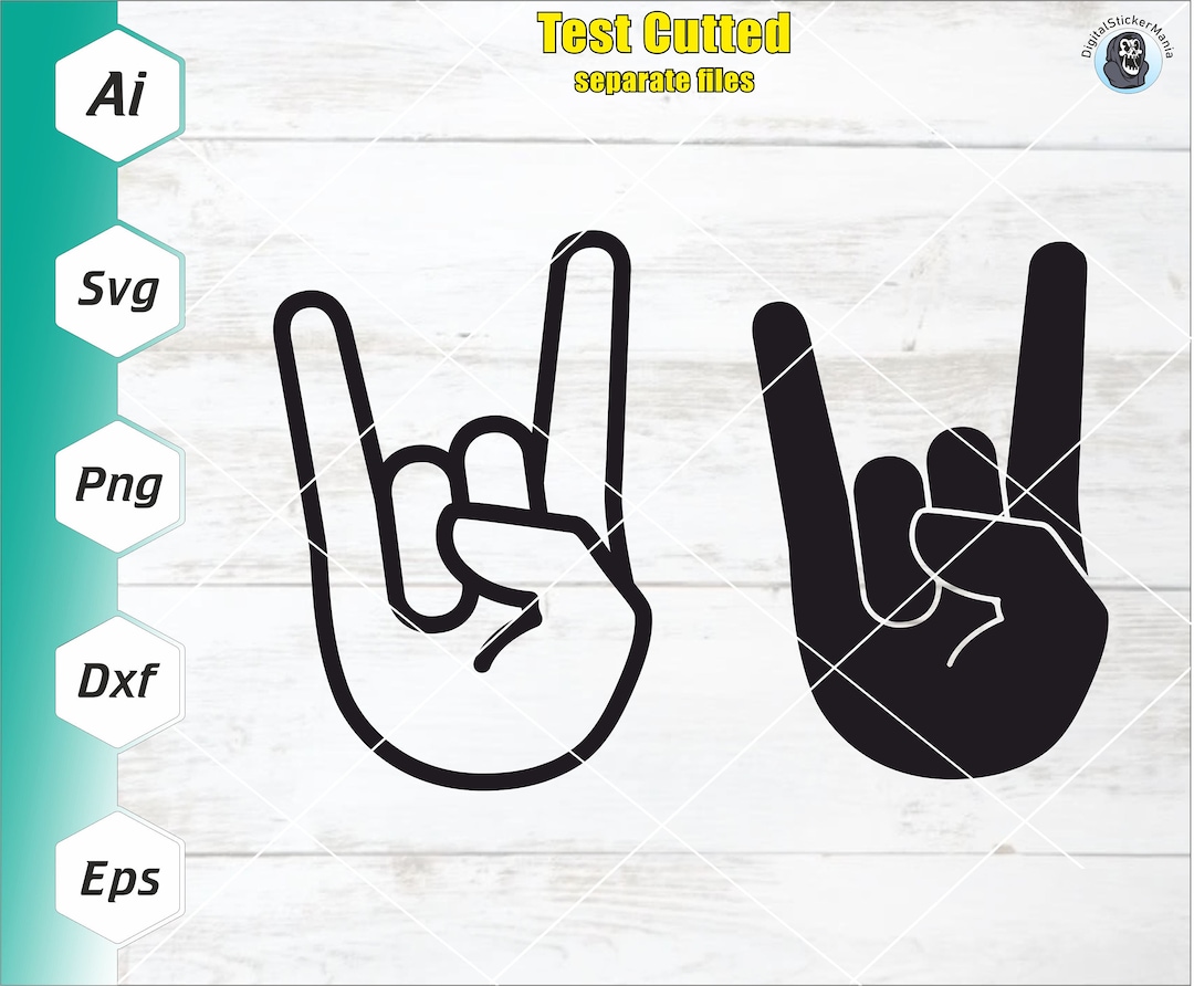 Rock Hand Svg, Rock & Roll Svg, Sign of the Horns, Heavy Metal, Horn ...