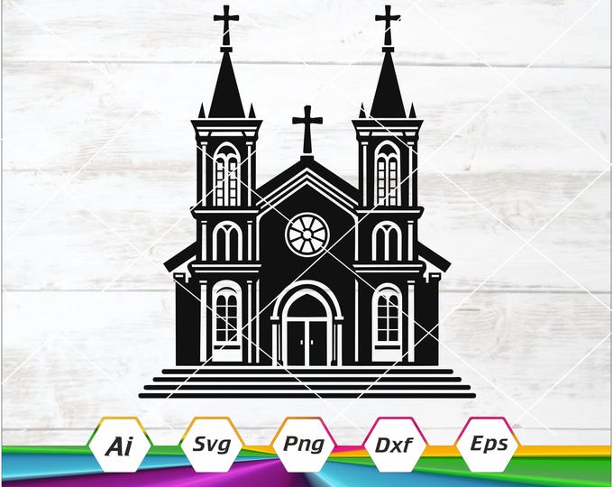 Church SVG Files for Silhouette Cameo and Cricut. Church Clipart PNG ...