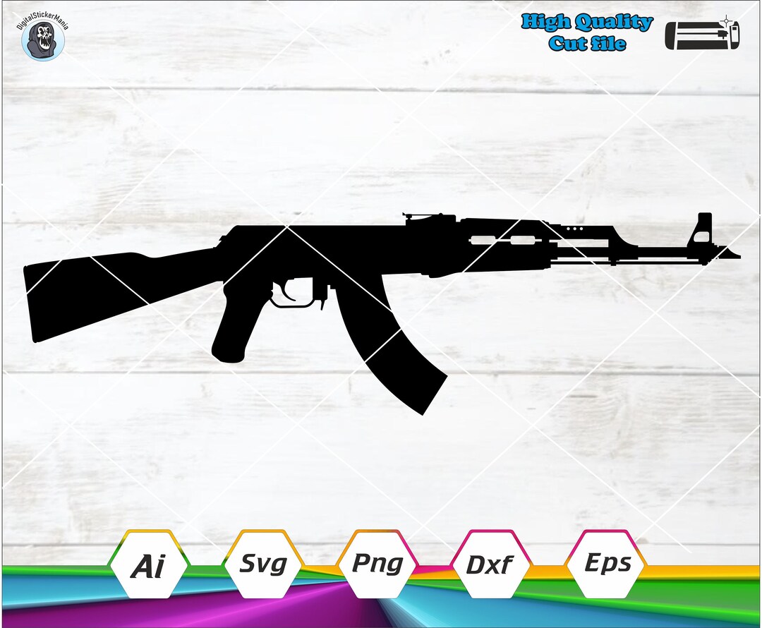 AK-47 Svg, Assault Rifle Svg, Kalashnikov Svg, Ak 47 Rifle Clean Design ...