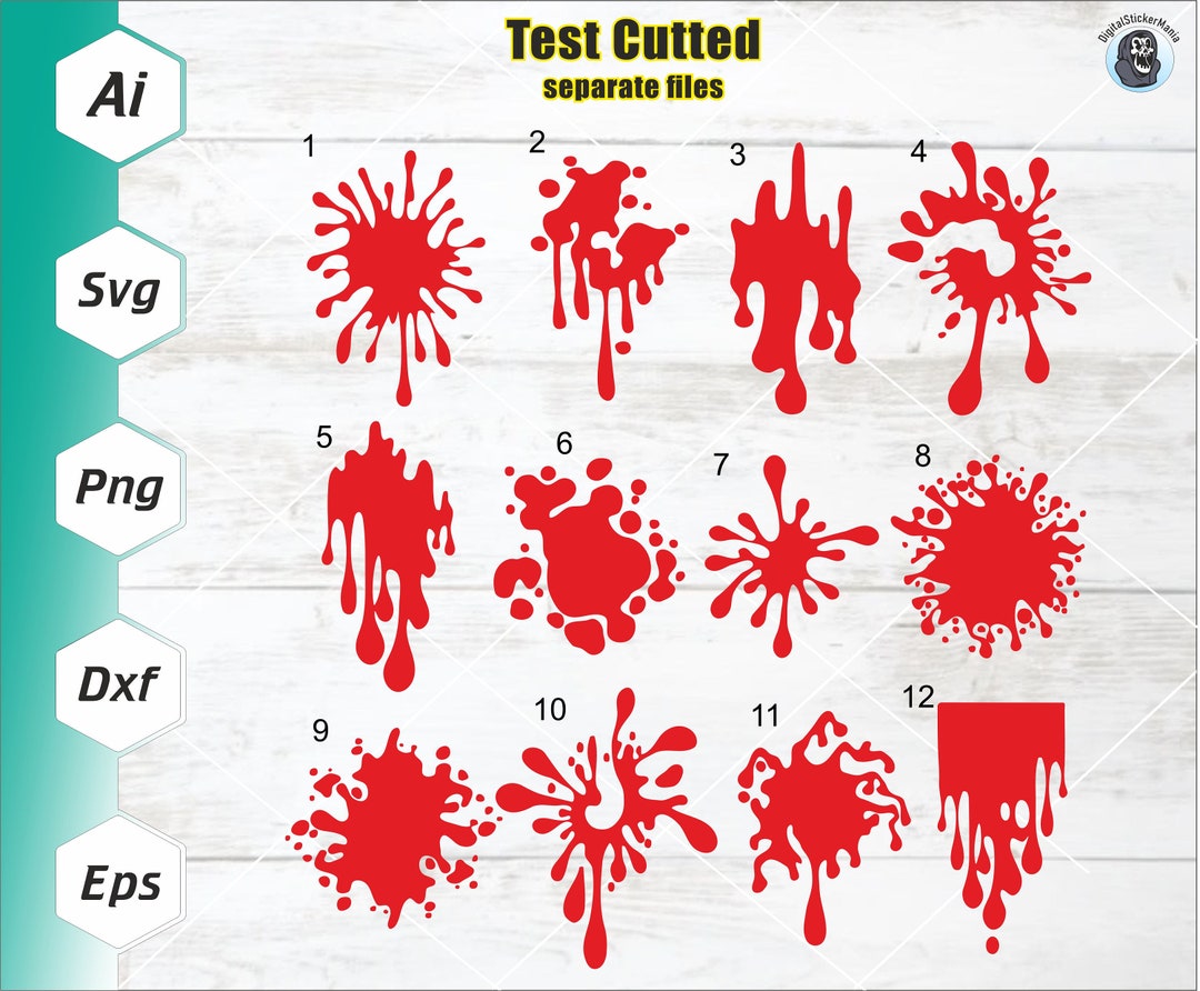 Blood Splatter Bundle Svg, Blood Spots, Blood Dripping, Paint Drip ...