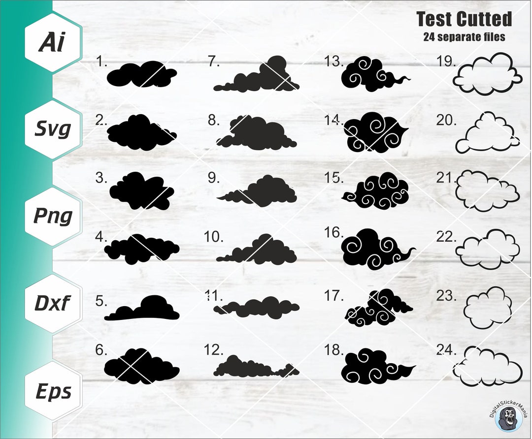 Clouds Svg Bundle Pack, Overcloud Clipart, Fogs Svg, Mists Vector, Cricut Cutfile and Silhouette ...