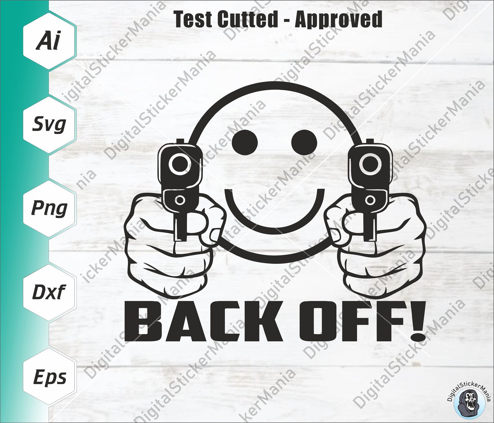 Back off Svg Smiley Face Holding Two Guns Тhreaten to Shoot - Etsy