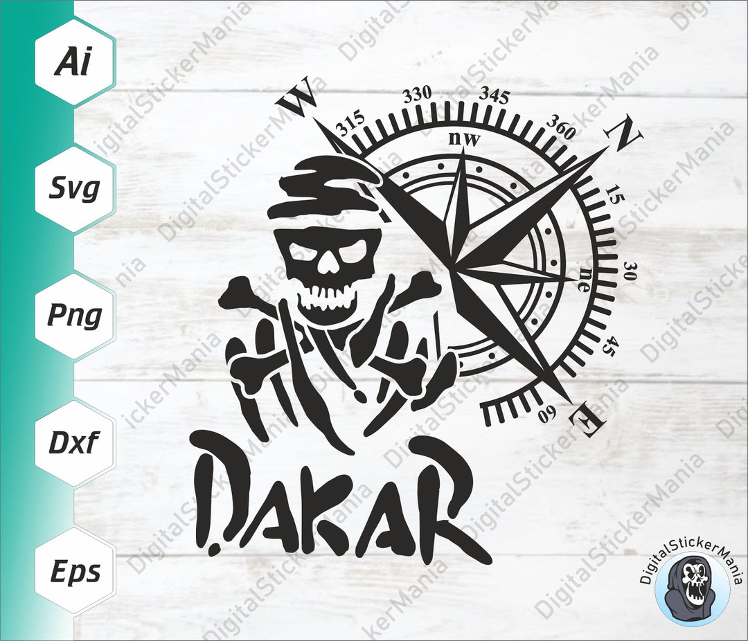 Dakar Offroad Decal Cut File SVG, Dakar Compass Sticker, Compatible for ...