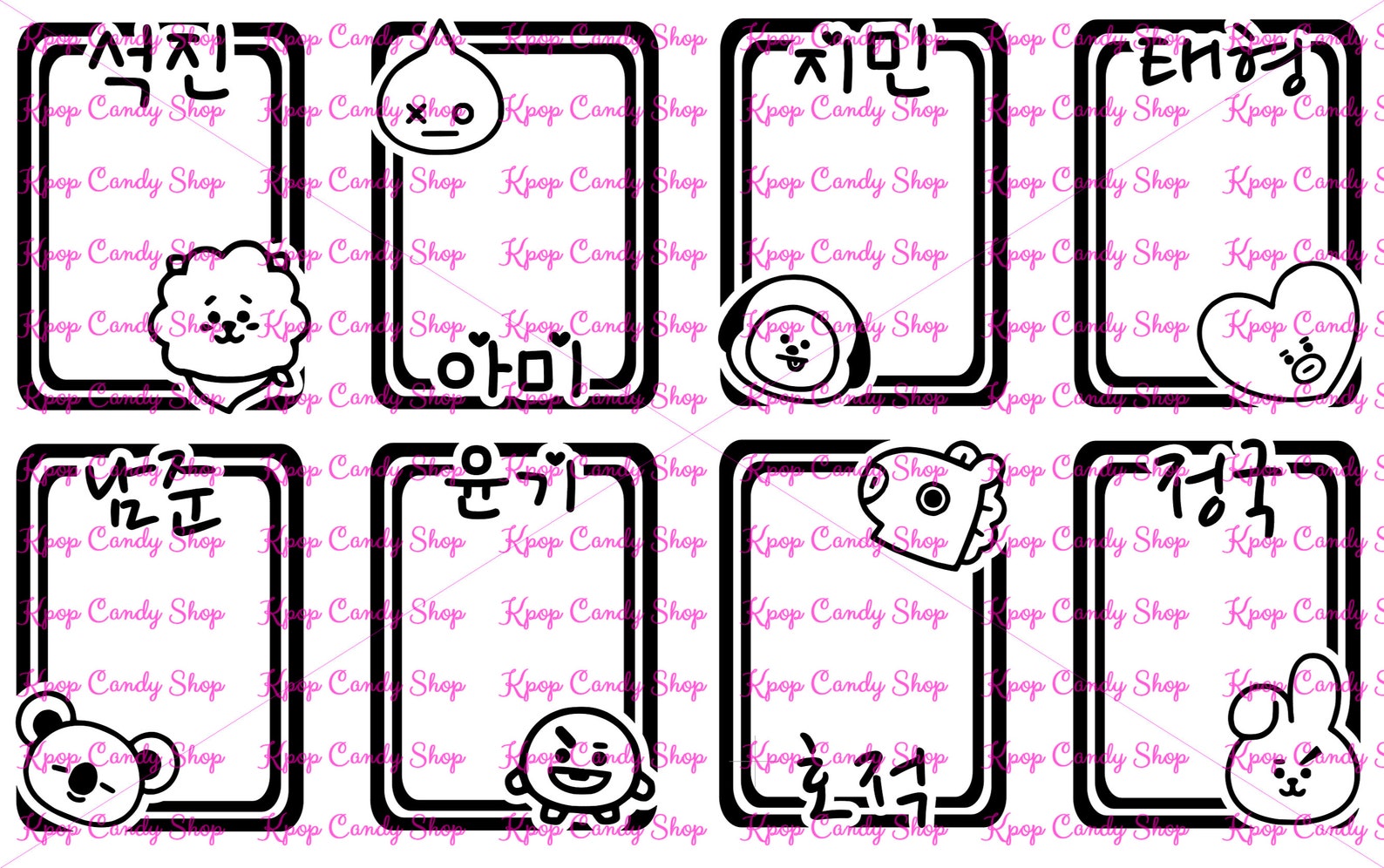 BT21 Photocard Borders SVG engkorean Versions - Etsy