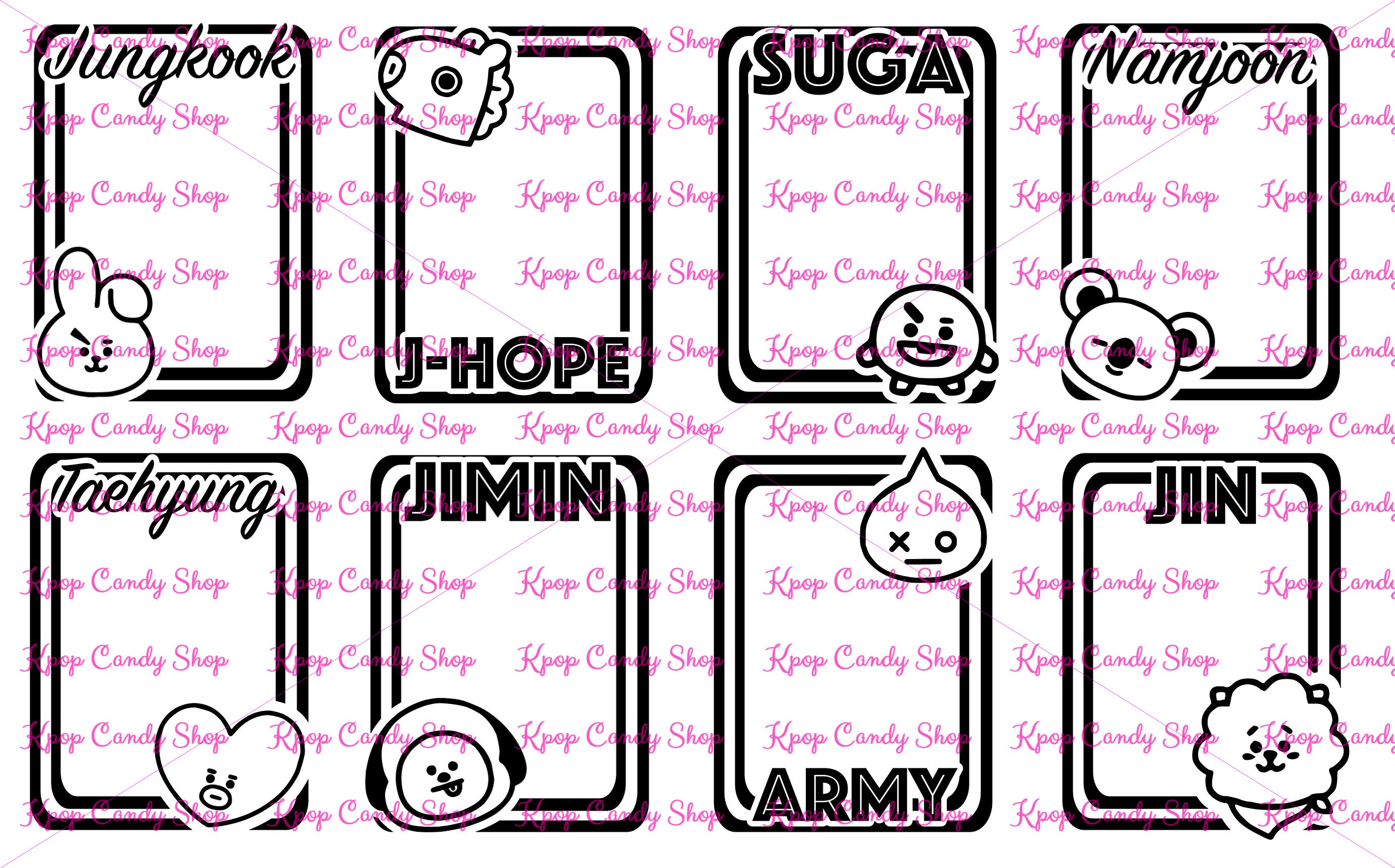 BT21 Photocard Borders SVG engkorean Versions - Etsy