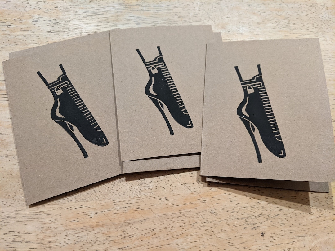 Ballet Boot Handmade Lino Print Card With Envelope - Etsy