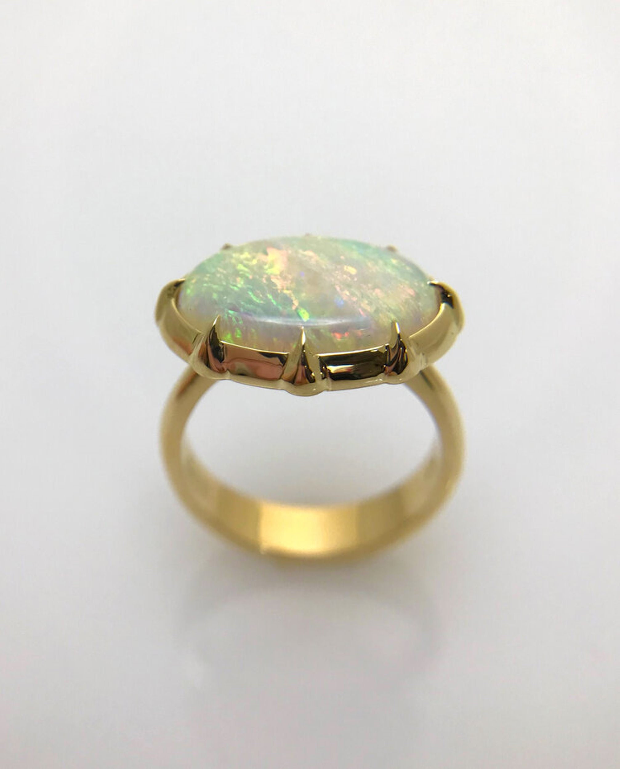 Natural White Opal 6.25 Carat Ring Gold Plated Ring Handmade - Etsy
