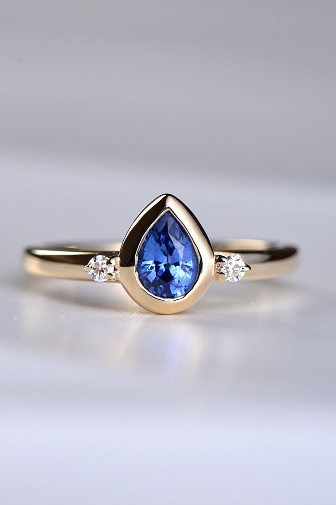 Anillo de zafiro azul natural de 4,00 quilates, plata de ley 925 ...