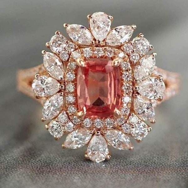 Padparadscha Sapphire Ring - Etsy