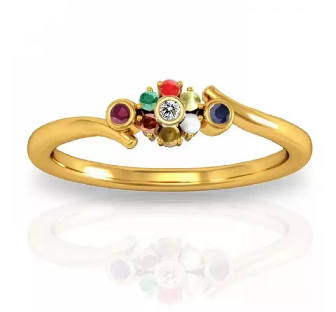 Natural 9 Navratna Gemstones Ring Gold Plated Handmade Ring - Etsy